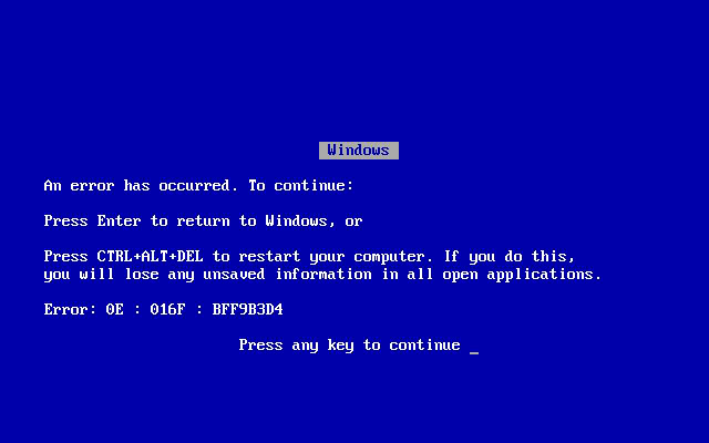 Bala's learnings :: Better late than never...: Yellow Screen of Death