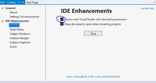 Srinivas Blog : How to Force Visual studio to run always in ...