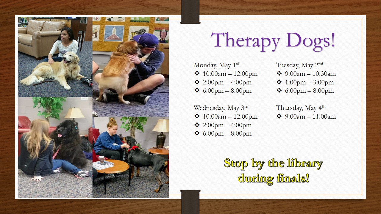 Archer Library News: Therapy Dogs Schedule