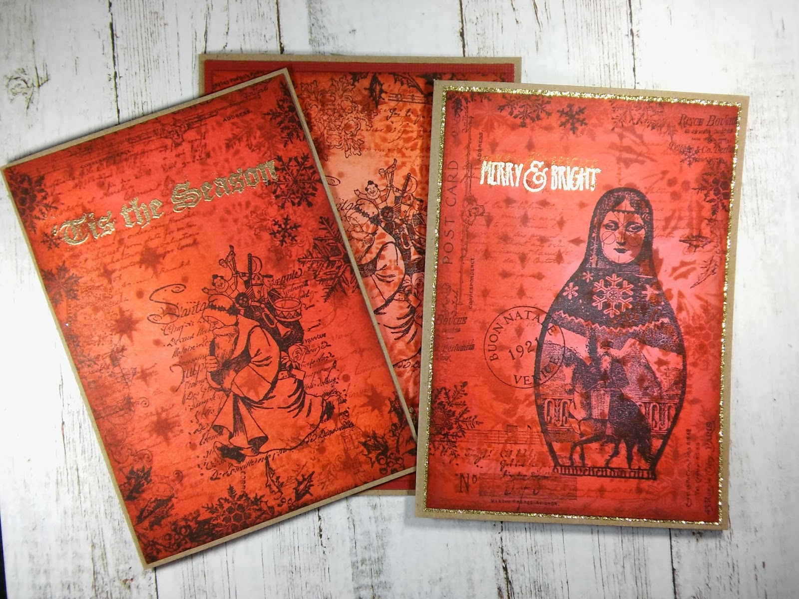 Paperwishesbyamanda: Red Distress Ink Christmas Cards