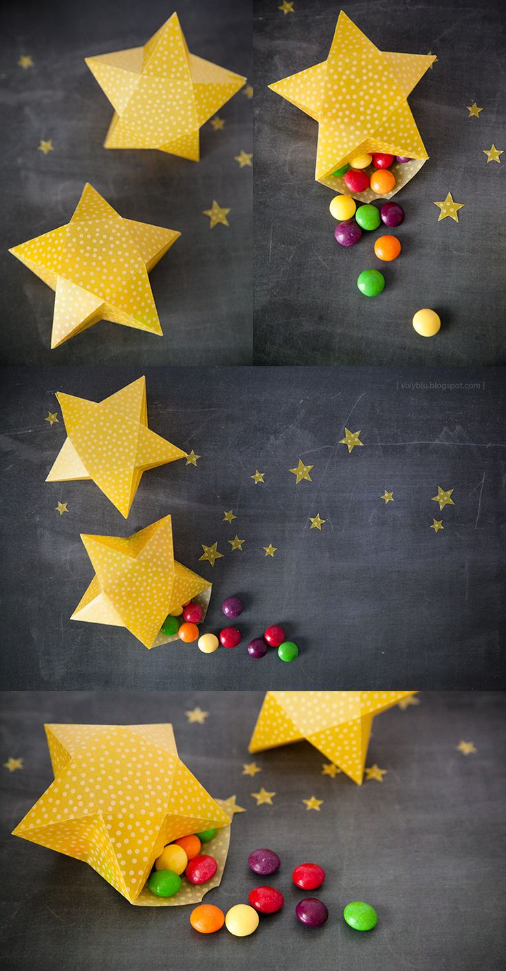 DIY: 3D star boxes--- candy or cookies boxes, depending on size. Or ...