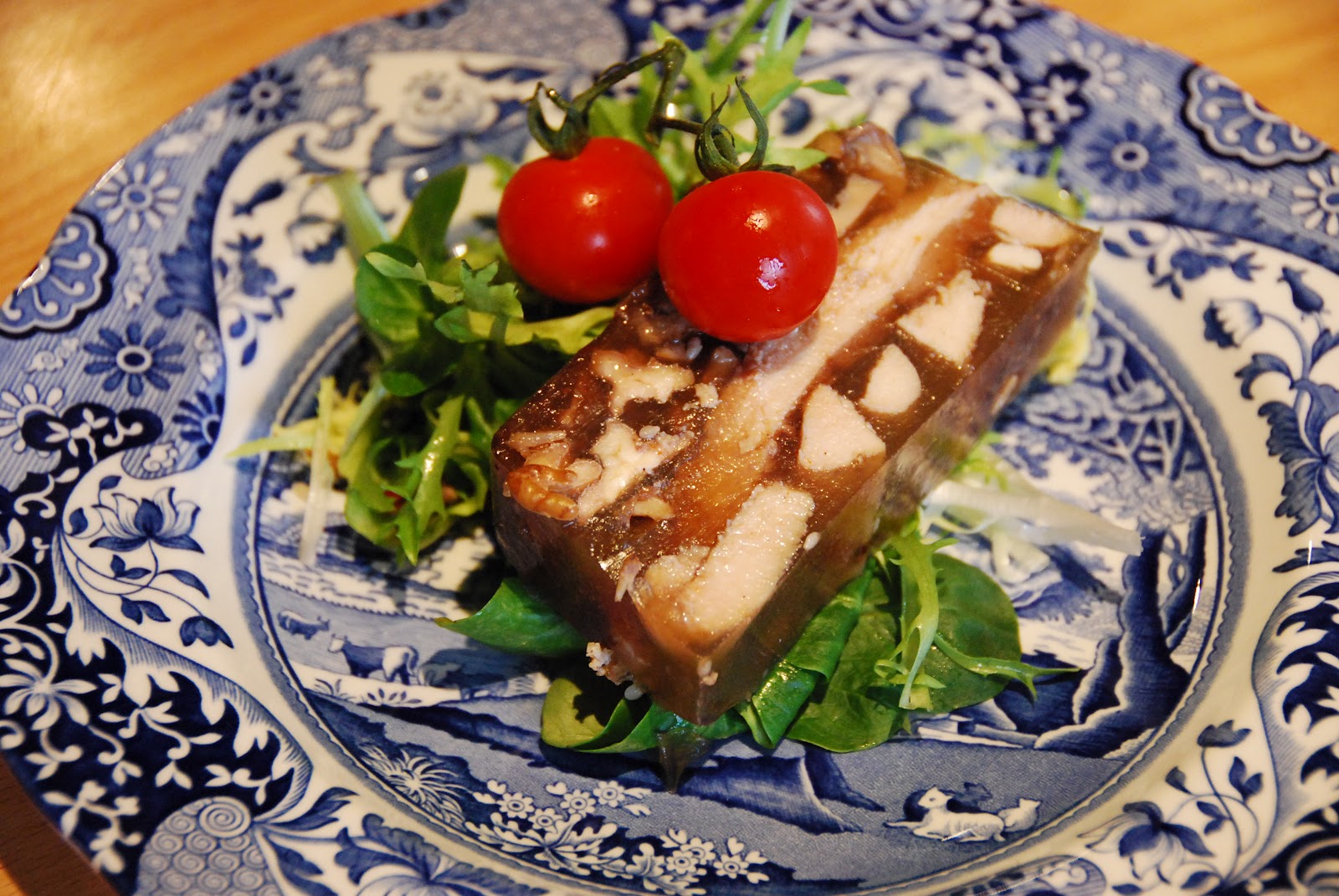 Love Bites: Pecan Smoked Chinese Chicken Aspic with Walnuts and Mushrooms
