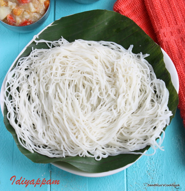 Sandhiya's Cookbook: Rice Flour Idiyappam | Idiyappam with store bought ...