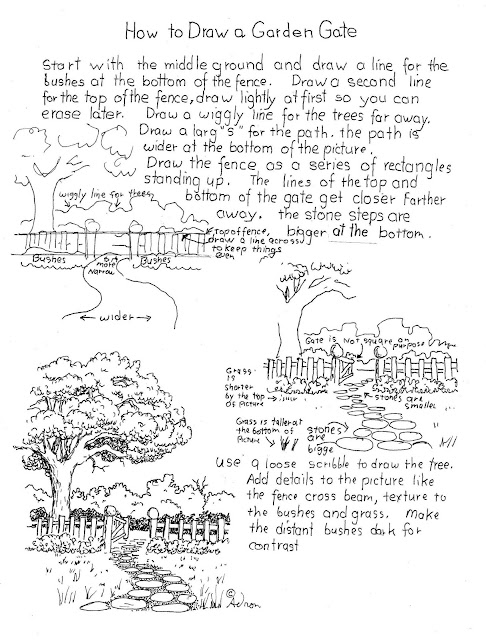 How to Draw Worksheets for The Young Artist: How to Draw a Garden Gate ...