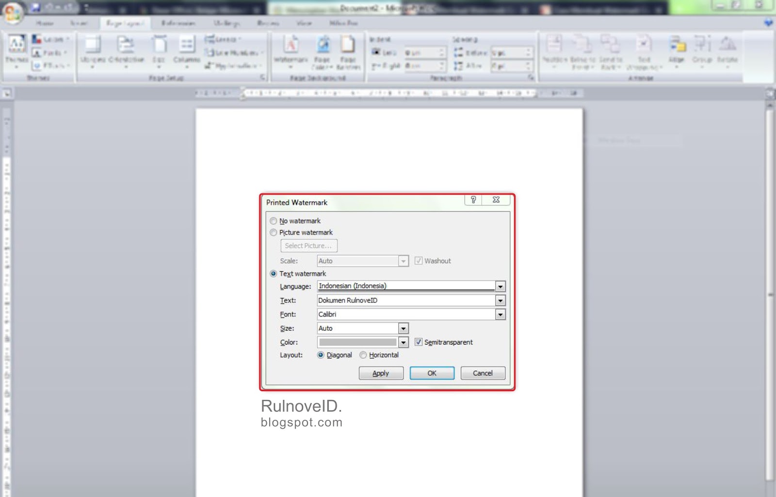 Cara Membuat Watermark Pada Dokumen Ms Word | RulnoveID