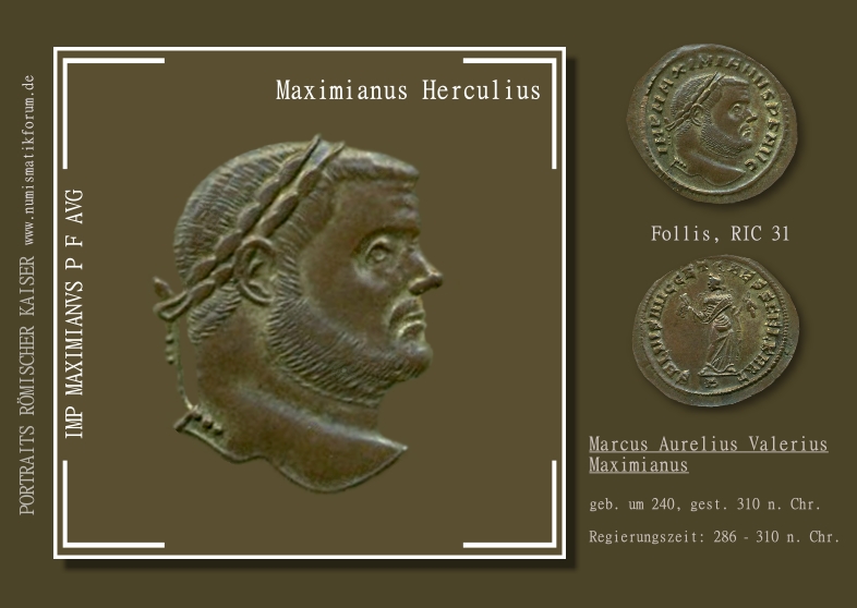 römische Kaiserportraits auf Münzen: Maximian (Maximianus Herculius)