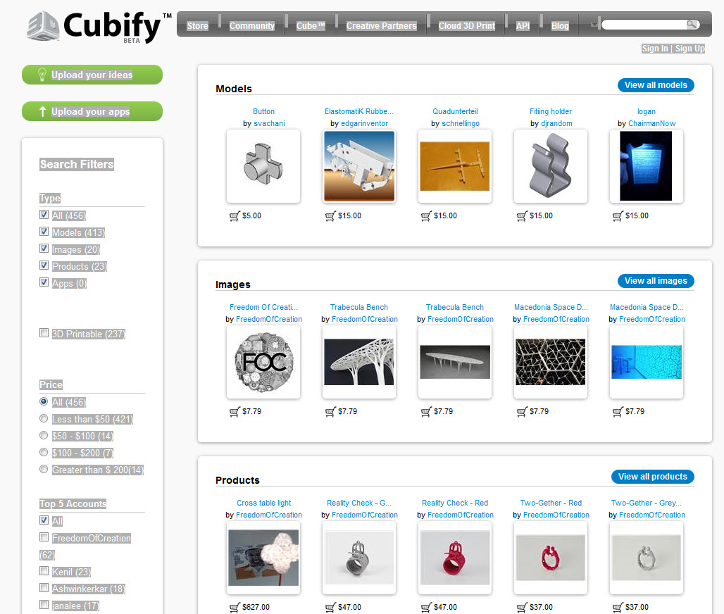 Cubify 3D Printing Fans & Fun: Exploring the Cubify Store
