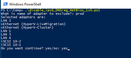 Asimilace clusterů: PowerShell - script pro vypnutí ipv6, registrace ...