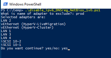 Asimilace clusterů: PowerShell - script pro vypnutí ipv6, registrace DNS a Netbiosu