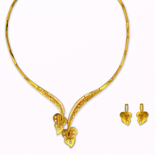 jewelry: JOyalukkas gold pendent earrings set designs -Bakiamore collection