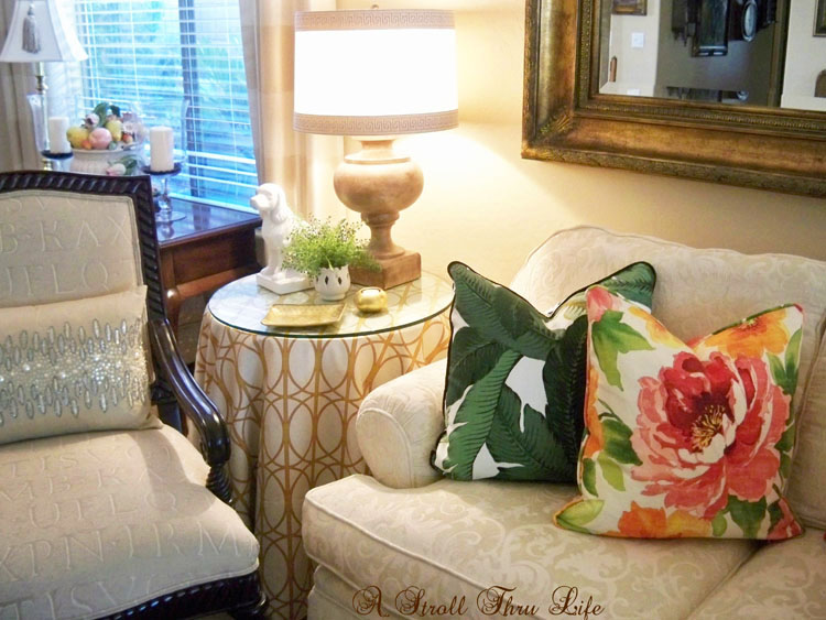 How To Make & Decorate With A Round Skirted Table - A Stroll Thru Life