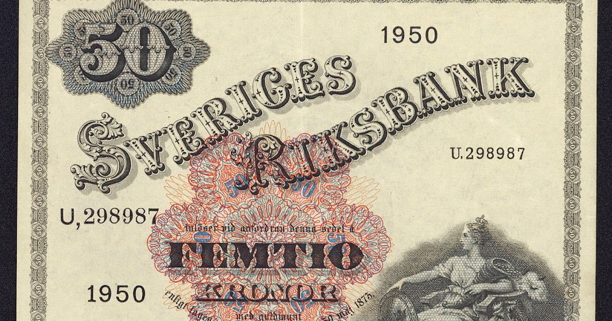 Sweden 50 Kronor banknote 1950 Mother Svea|World Banknotes & Coins ...