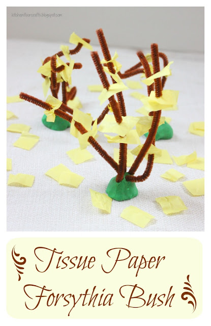 Kitchen Floor Crafts: Tissue Paper Forsythia Bush