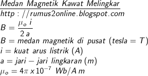 Rumus2 Fisika : Rumus Fisika Medan Magnetik