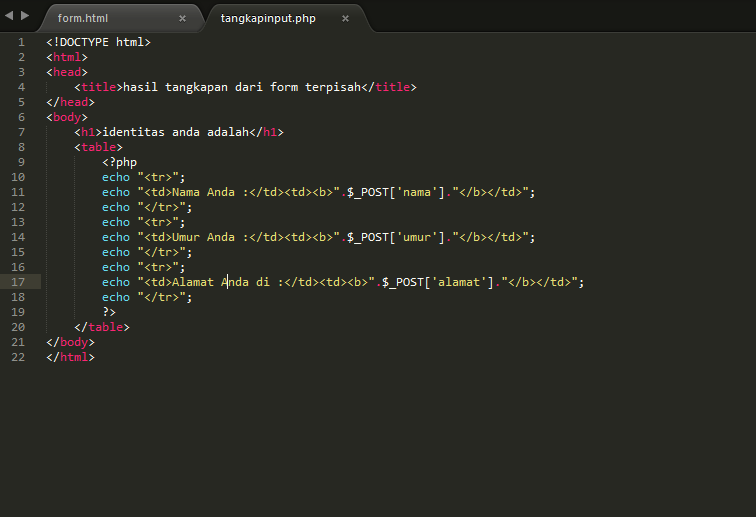 Membuat Form Dengan Input dan Pemrosesan Terpisah di HTML5 dan PHP