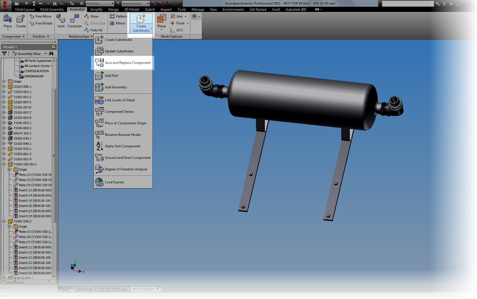 Locating the Save and Replace Component tool.