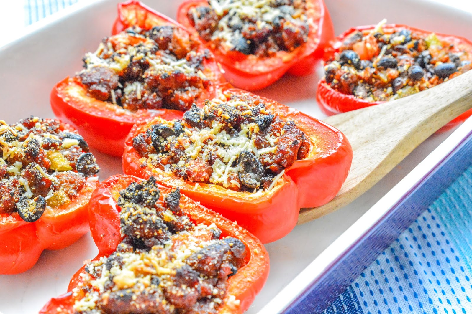 Theresa's Mixed Nuts: Stuffed Red Peppers with Sausage