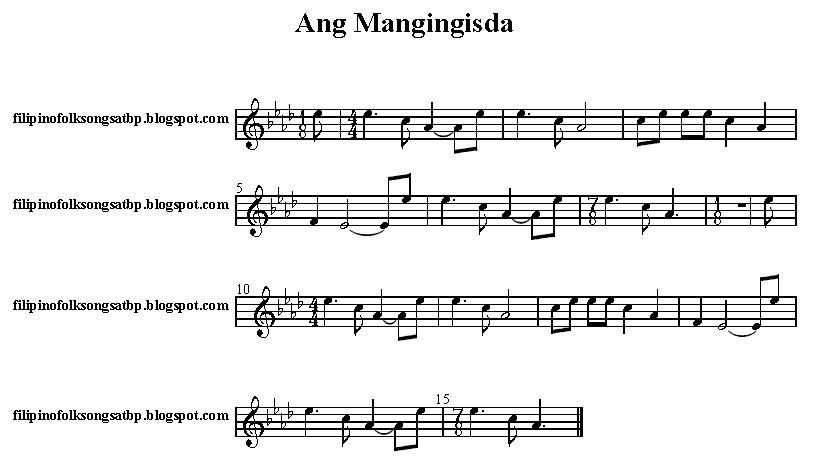 Ang Mangingisda (Sheet Music and Lyrics) - Filipino: Tagbanua Folk Song