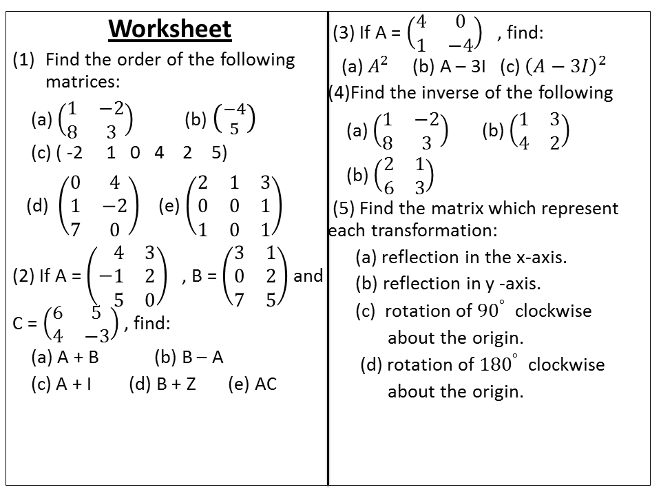 Math 10: CHAPTER 5: MATRICES