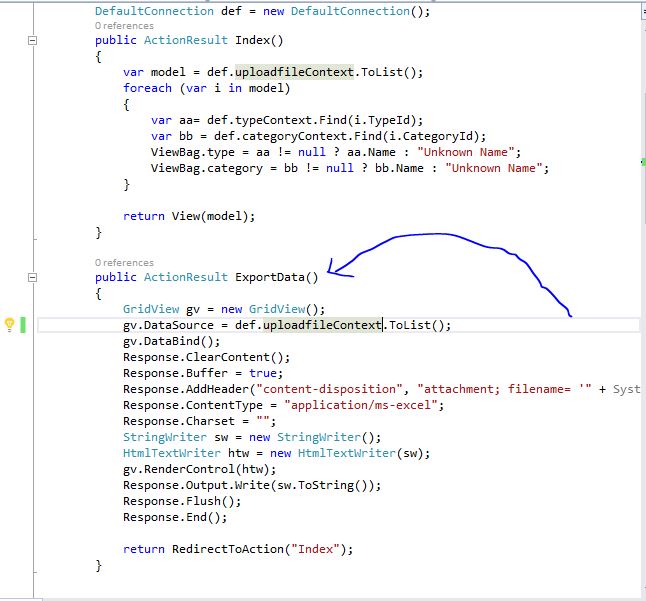 Export Data Through Excel Sheet In Mvc Mvc Arena Aspnet