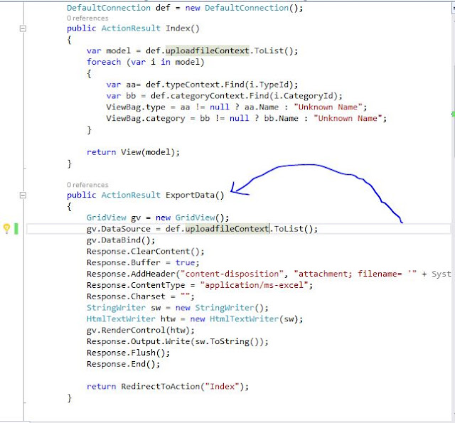 Export Data through Excel sheet in Asp.net Mvc - MVC Arena (ASP.Net)