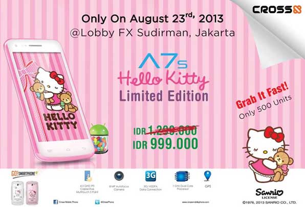 Cross A7S Hello Kitty, Android Feminim Untuk Cewek