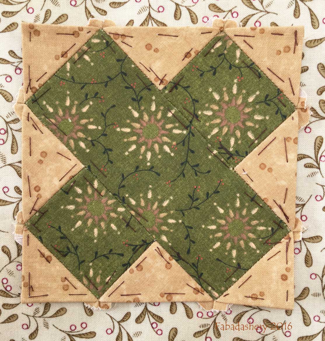 Fabadashery: Dear Jane Quilt - Block A8 Florence Nightingale