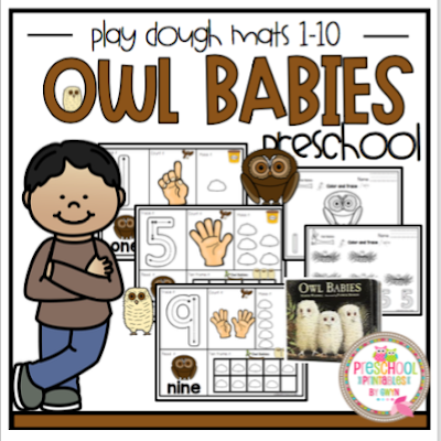 Owl Babies Play Dough Mats and Number Practice ~ Preschool Printables