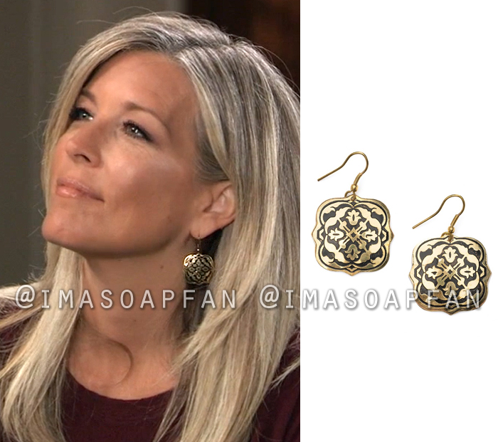 Carly Corinthos's Engraved Brass Drop Earrings - General Hospital ...