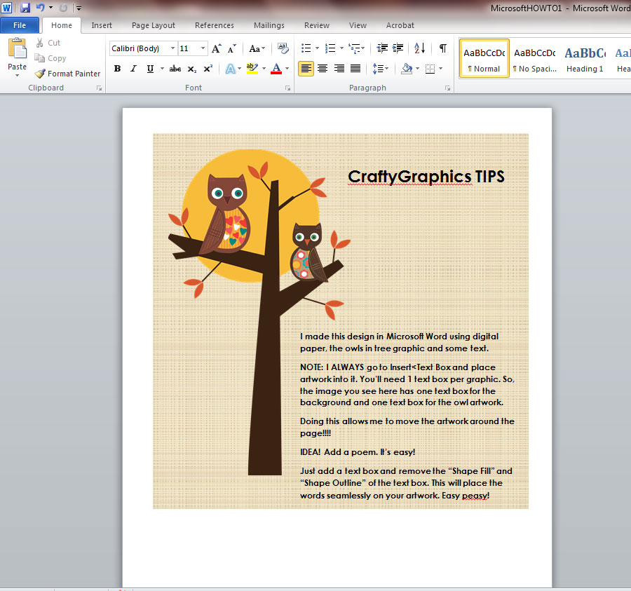 CraftyGraphics Scraps: Adorable Owls & Using Microsoft Word for Digital ...