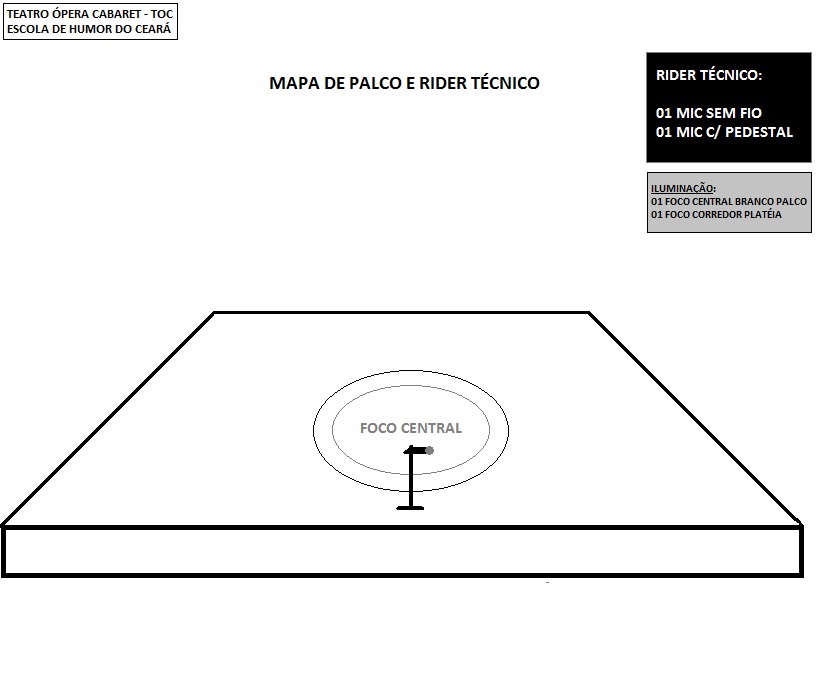 TOC - Teatro Ópera Cabaret - Escola de Humor: MAPA DE PALCO e RIDER TÉCNICO