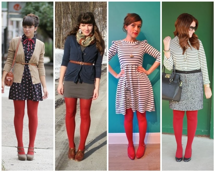 The Lovely Side: 13 Ways To Wear Red Tights Red Tights, Geek Chic ...