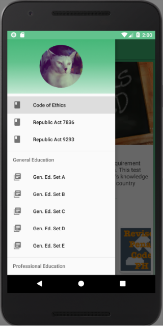 Android App for aspiring Professional Teachers