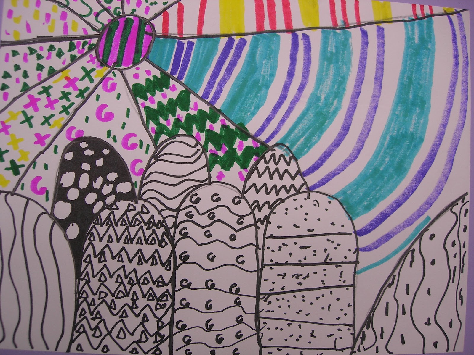 Mrs. Manzella's Student Gallery: 1ST GRADE: PATTERNED LANDSCAPES