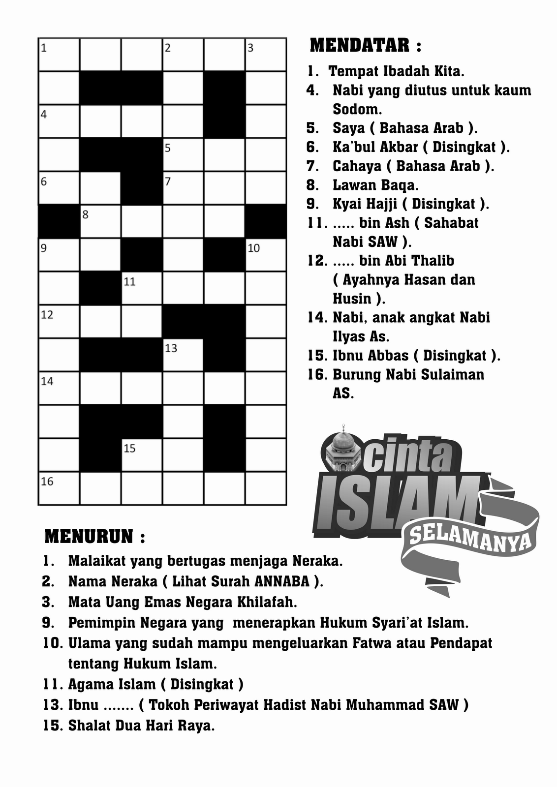 BUKU QUIZ TEKA-TEKI SILANG KHUSUS ISLAM: ISI TTS ISLAM..BUKU QUIZ TEKA ...