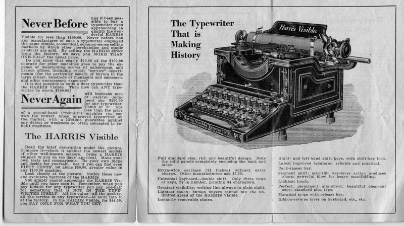 Davis Typewriter Works: Harris Visible, Rex Visible, Demountable; Name ...