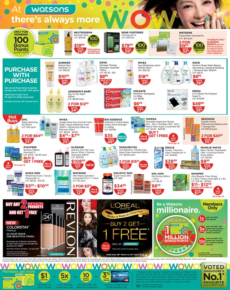 Tua Lobang: Watsons Promotions, till 17 April 2013