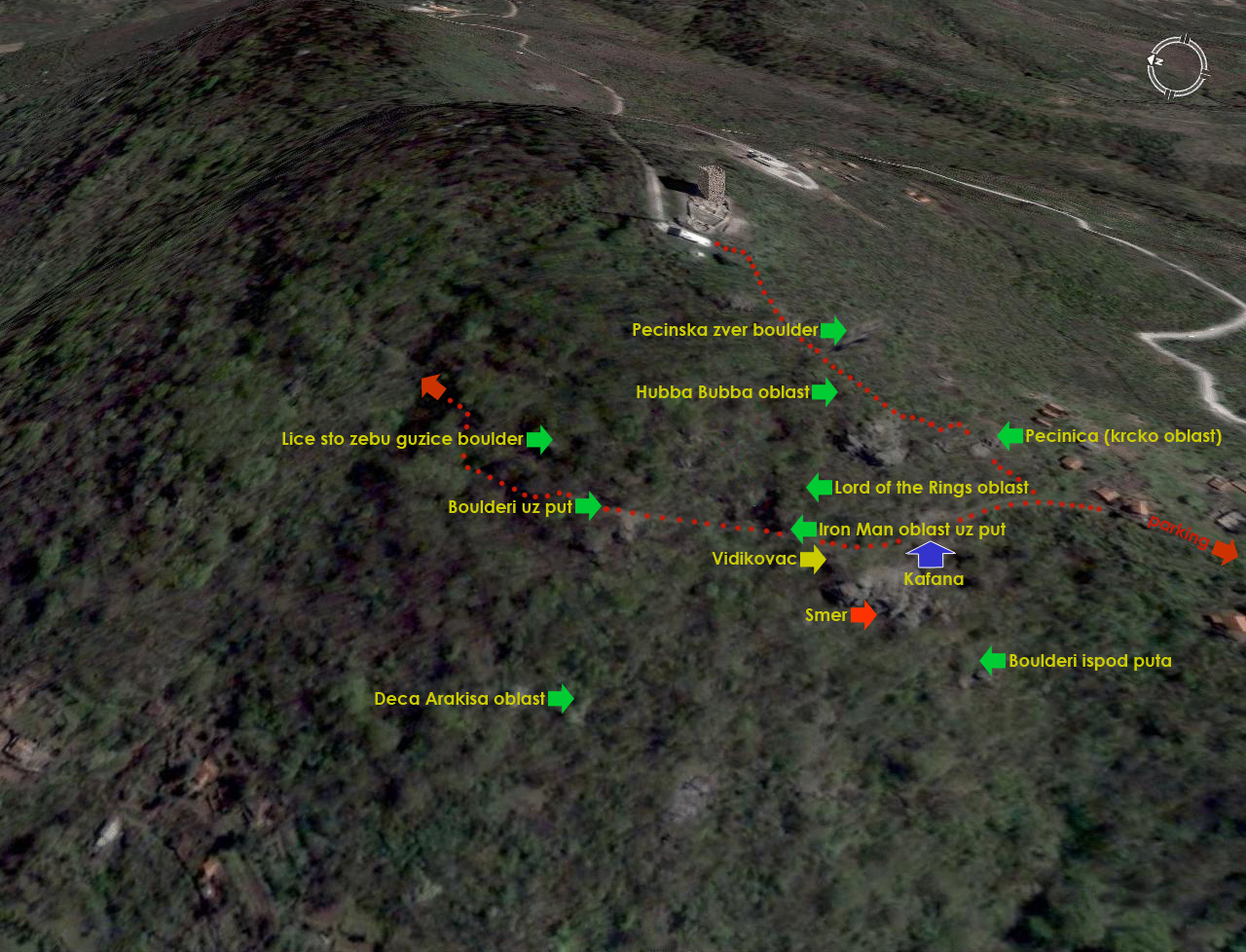 Free Climbing Vršac: MAPA PENJALIŠTA
