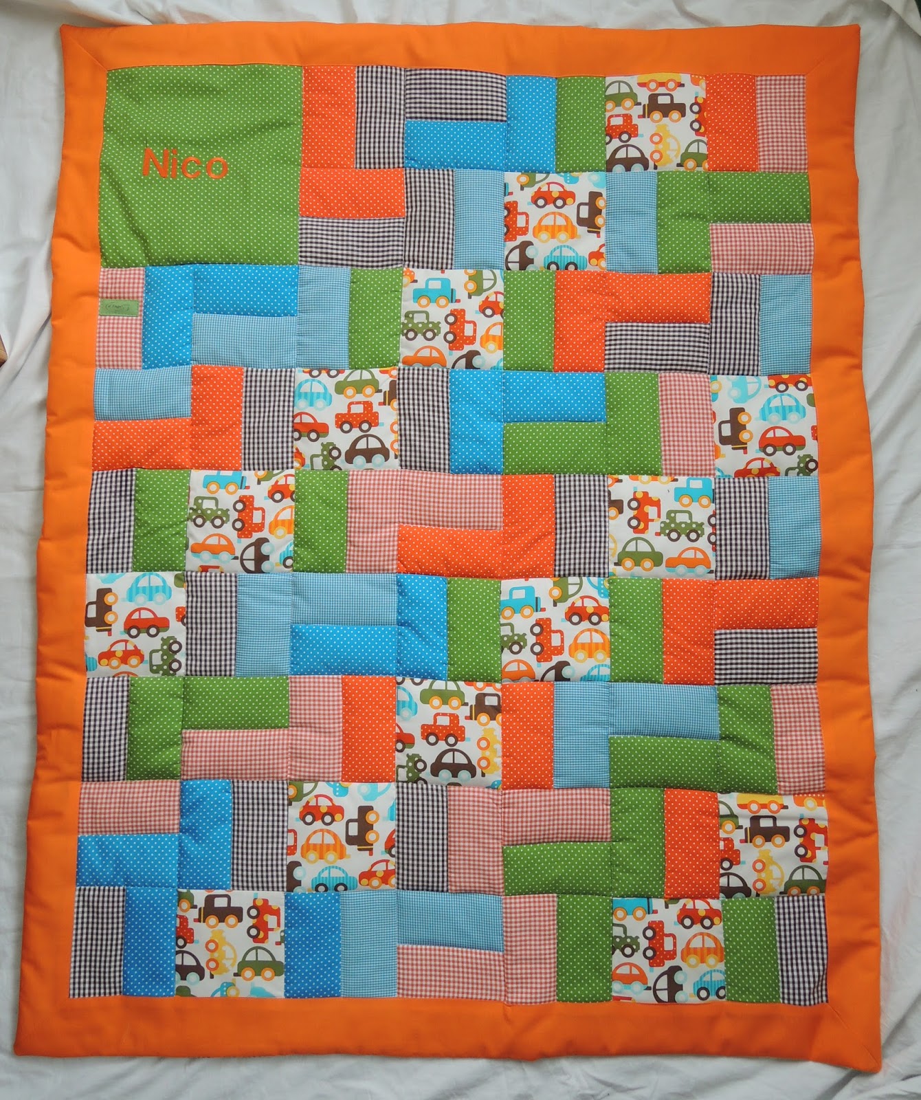d'Inge: Patchwork-Babydecke Nico (Autos)