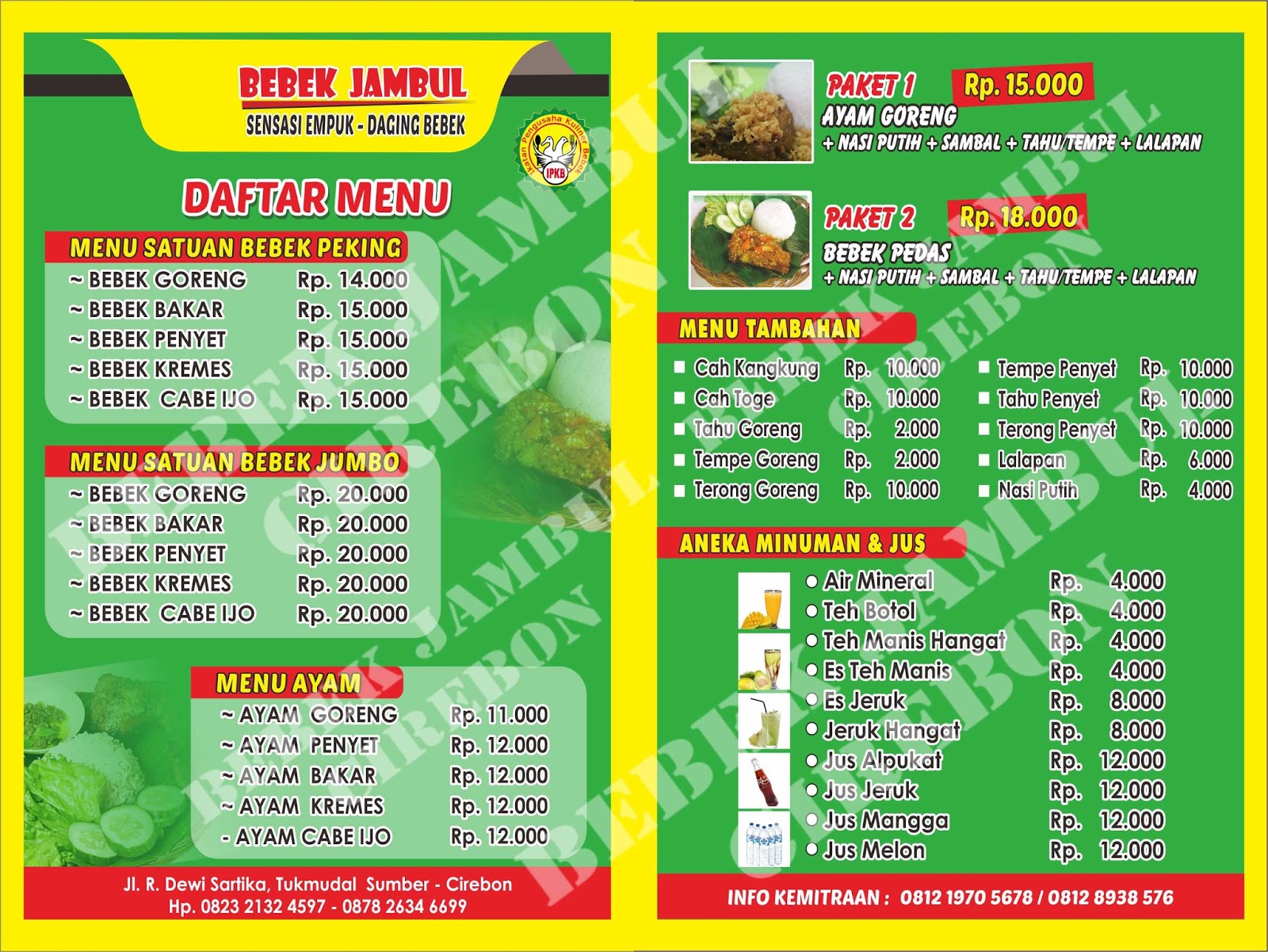BEBEK JAMBUL CIREBON: Daftar Menu