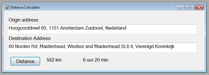 The Uniface Universe: Calculate the distance between addresses