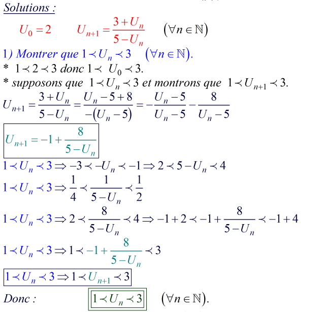 Suite numérique: Récurrence, Monotonie, Convergence, limite. Suite ...