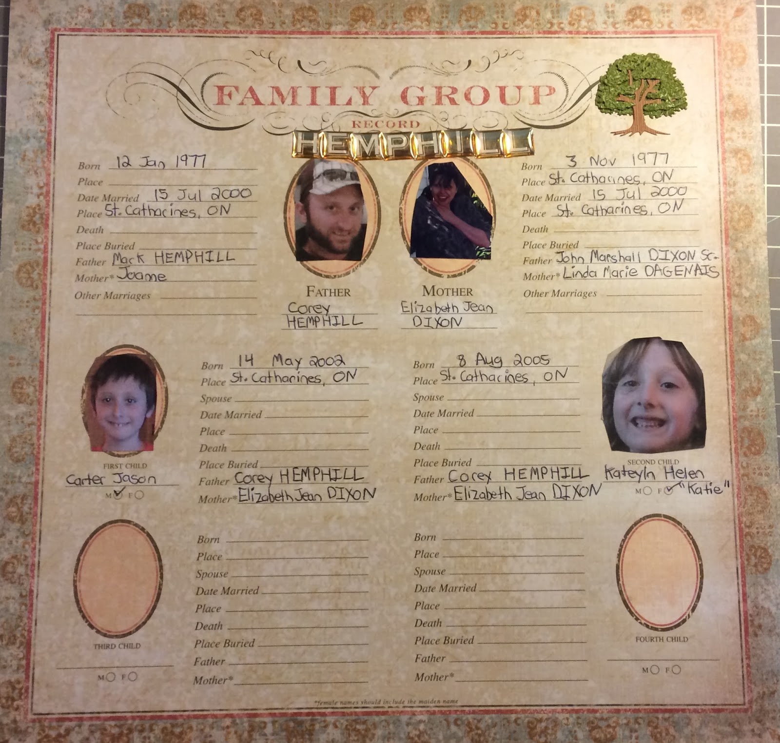 Dixon/Dagenais Family Genealogy Blog: Scrapbooking Family Tree