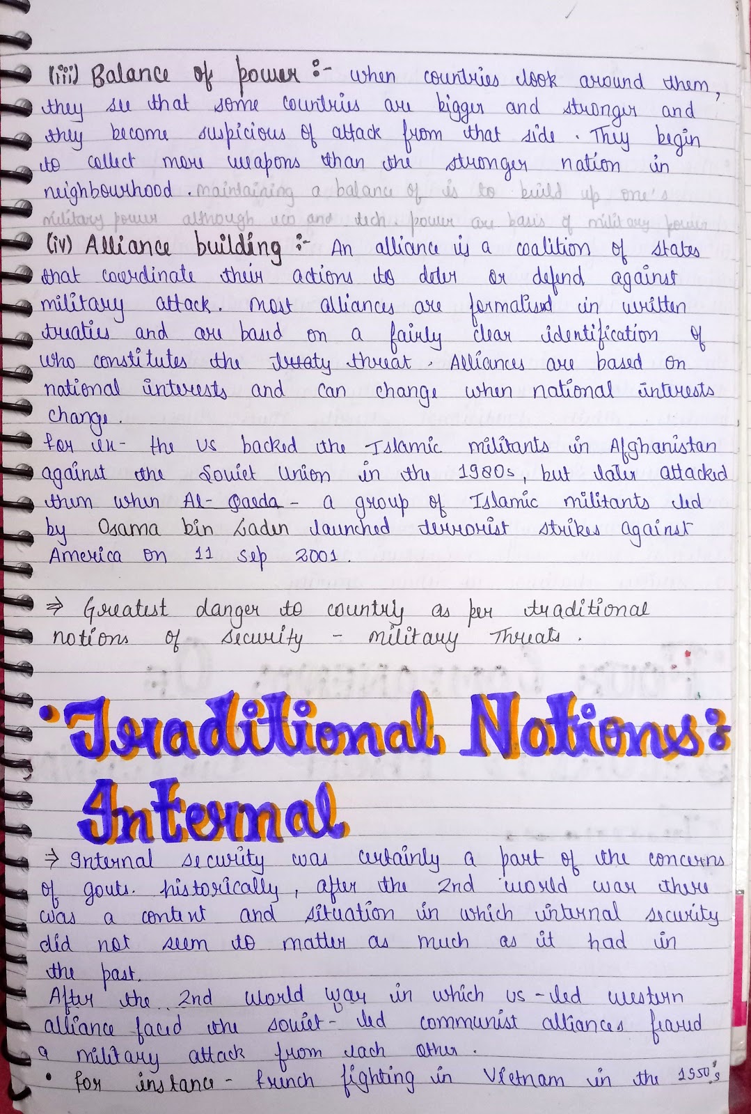 Handwritten notes of Security in the Contemporary World- [political ...