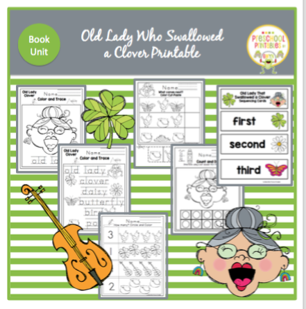 Old Lady Who Swallowed a Clover ~ Preschool Printables