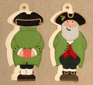 Needles 'n' Knowledge: Colonial Santa Shaped Card