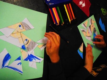 Collage de un autorretrato al estilo Cubista