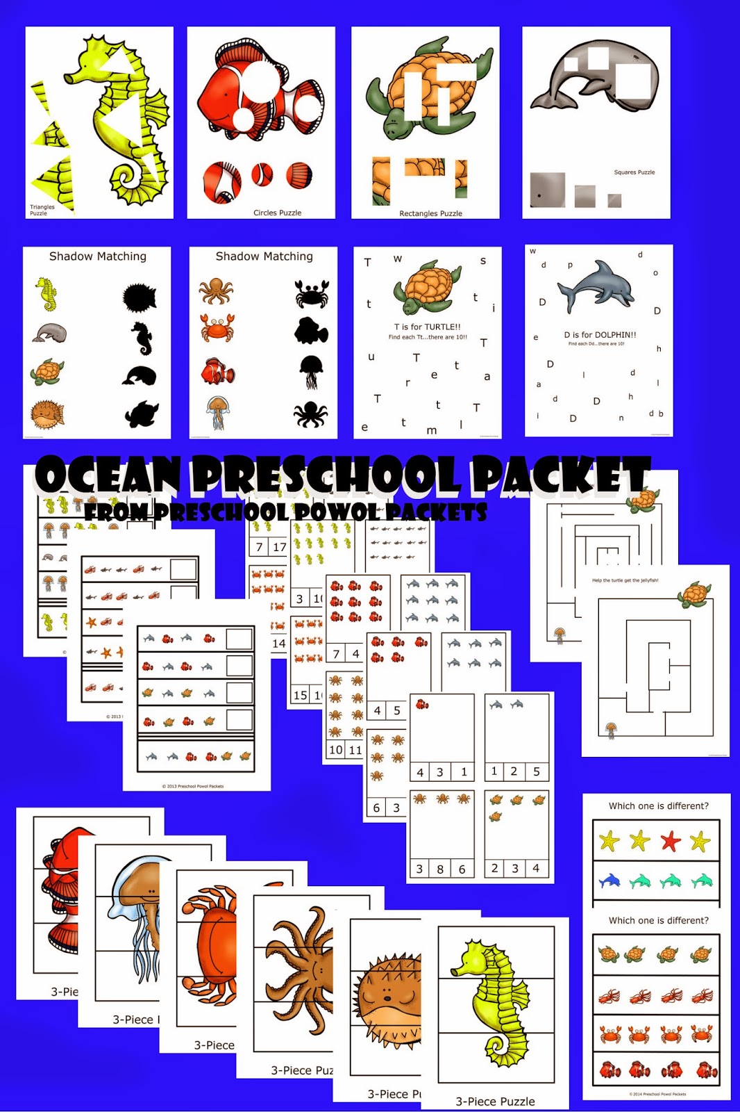 Ocean Preschool Packet ~ 3 Day FREEBIE | Preschool Powol Packets