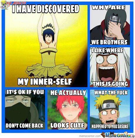 Funny Naruto Meme - Manga Memes: Sasuke discovered his inner-self