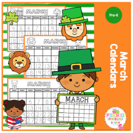 March Calendars ~ Preschool Printables